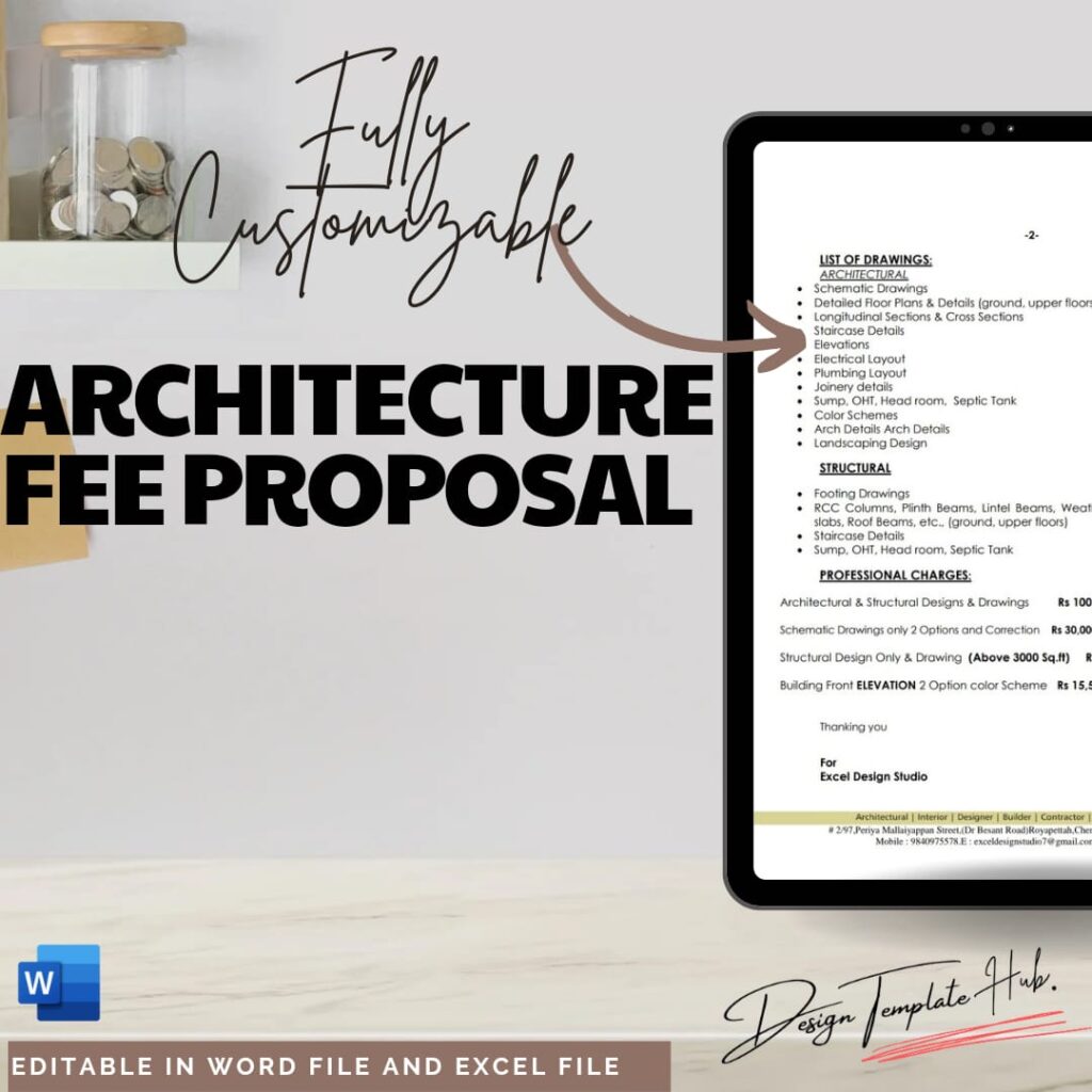 Architect Fees proposal combo of 2 Different styles Editable – Design ...