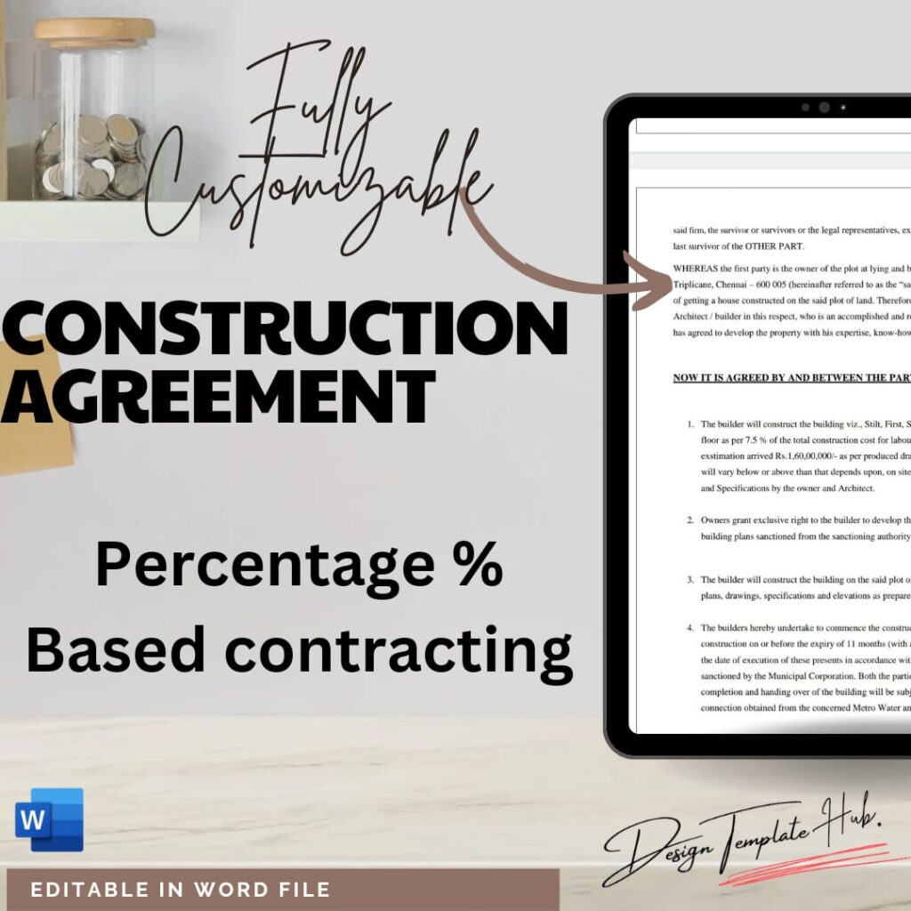 Construction Agreement ( 2 types ) Sq.ft contract and Percentage ...