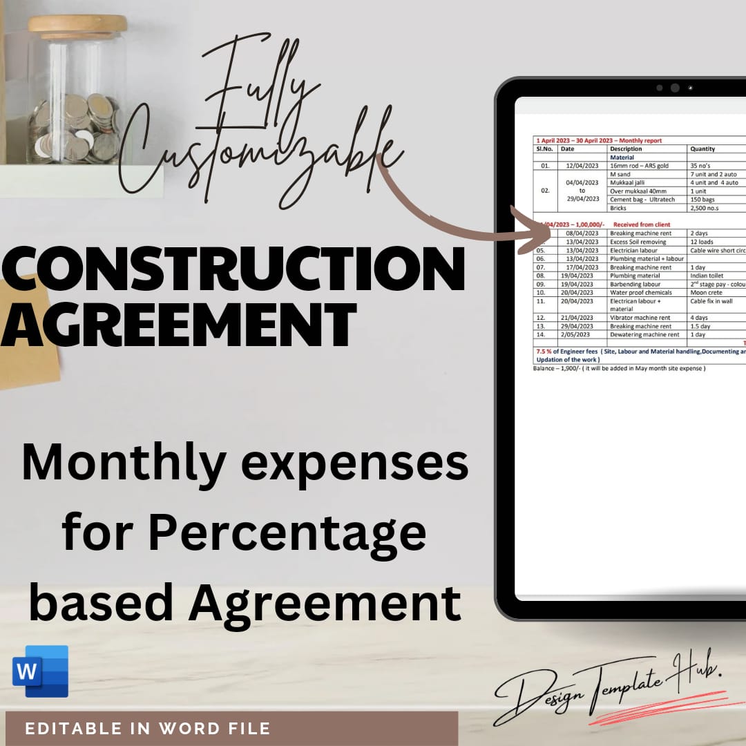 Construction Agreement ( 2 types ) Sq.ft contract and Percentage ...