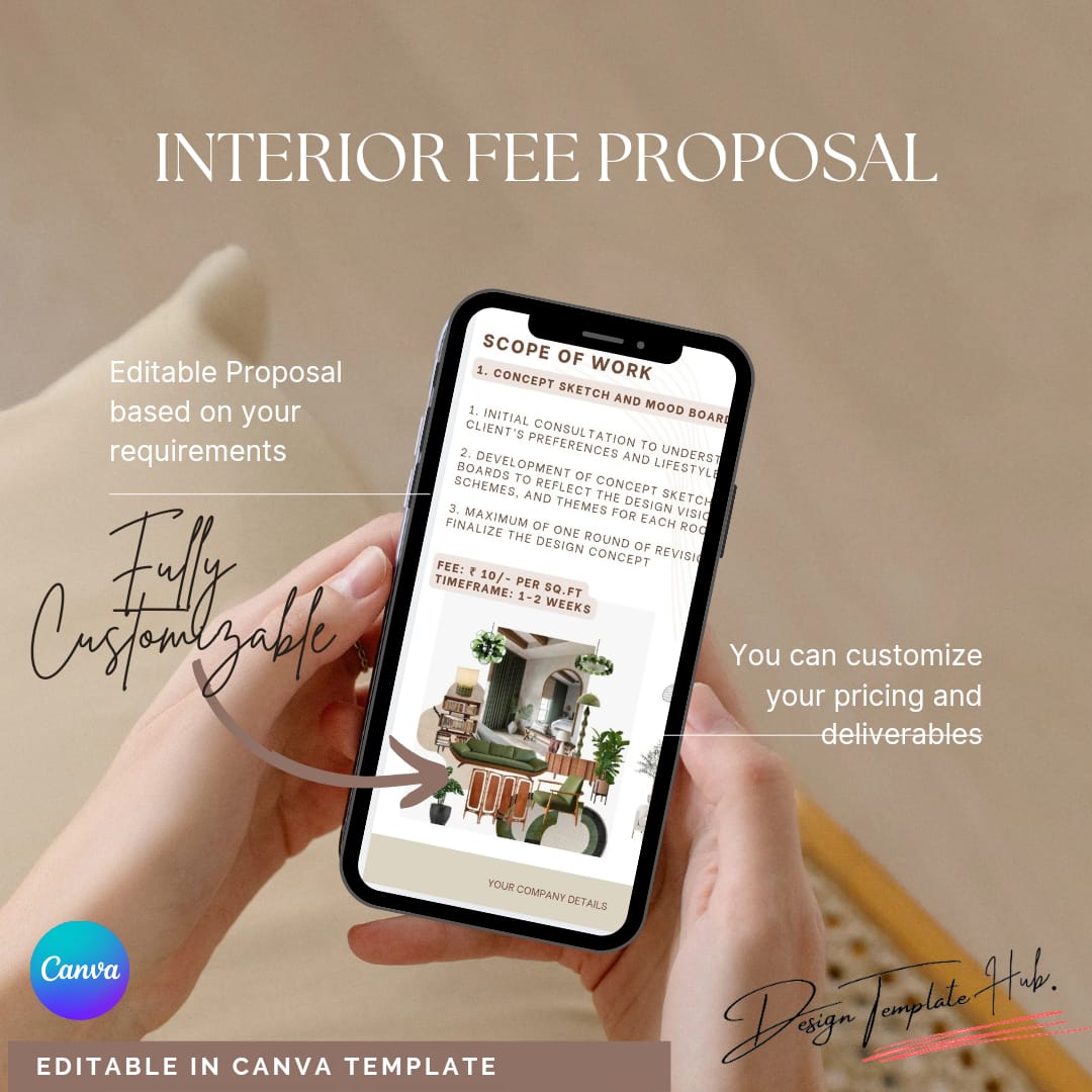 Interior Fees proposal Editable Template – Design Template Hub