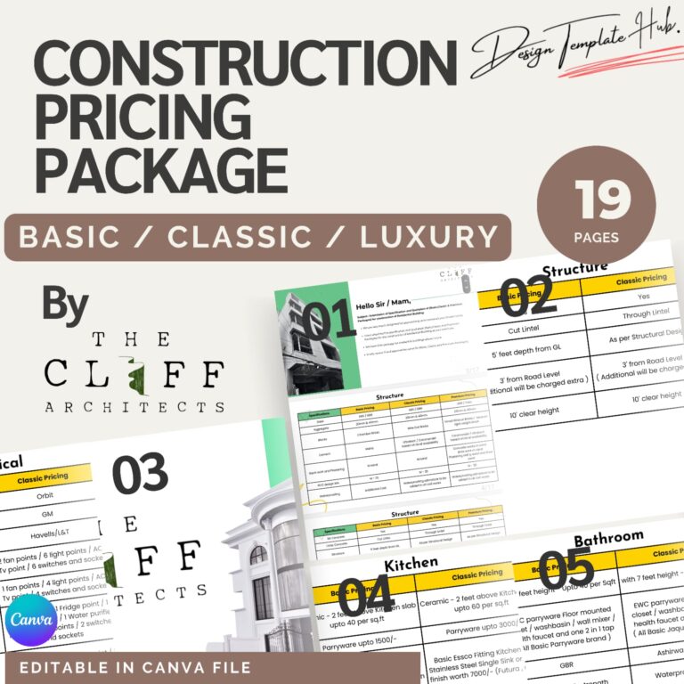 Construction Pricing Packages ( Basic / Classic / Luxury ) [ 19 pages ...