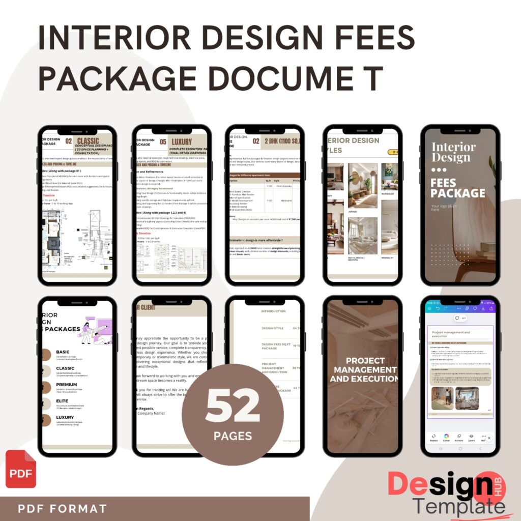Interior Design Fees Package sq.ft fee and Flat fee [ 52 pages ] PDF ...