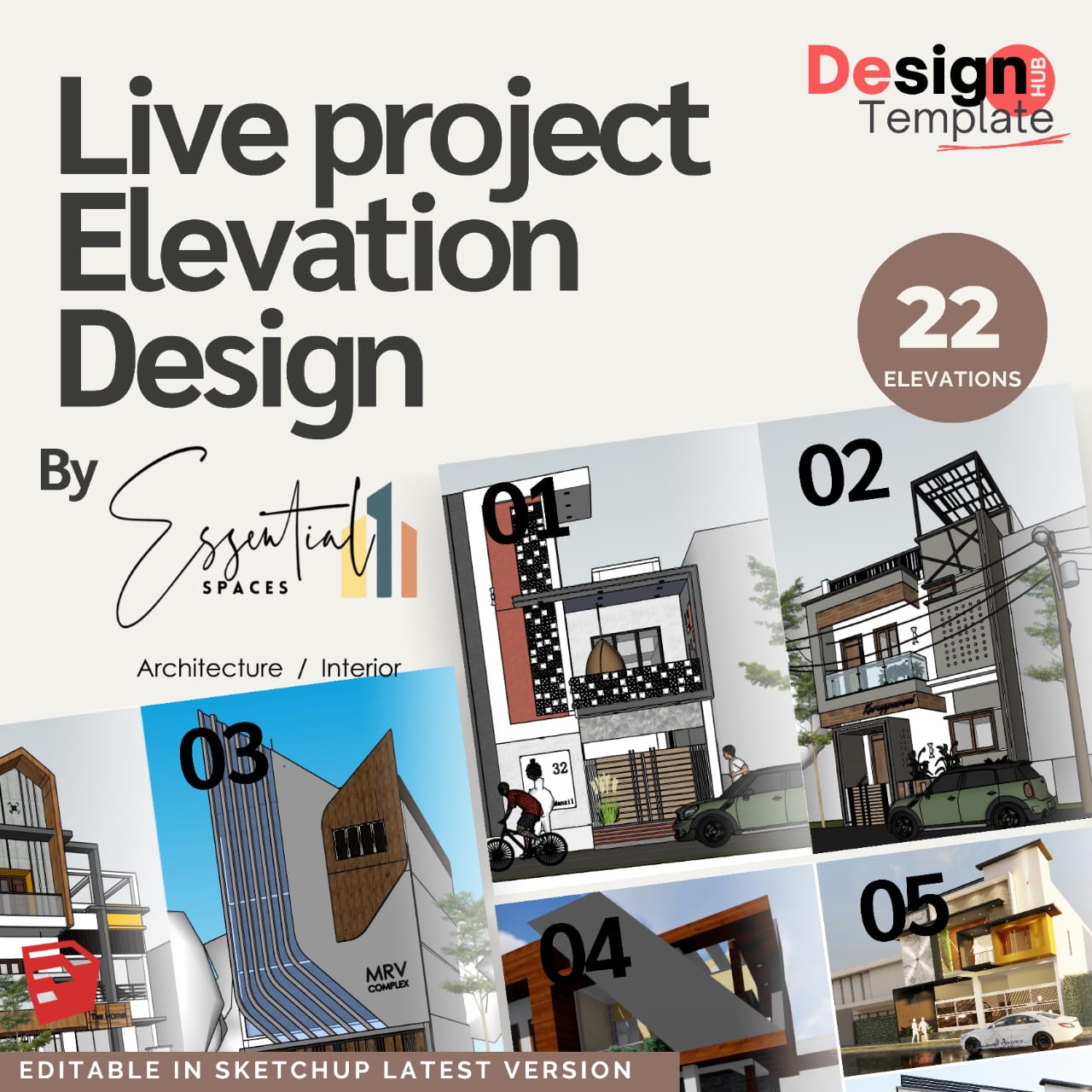 Live Project Elevation Design Sketchup 3d model [ 22 projects ...