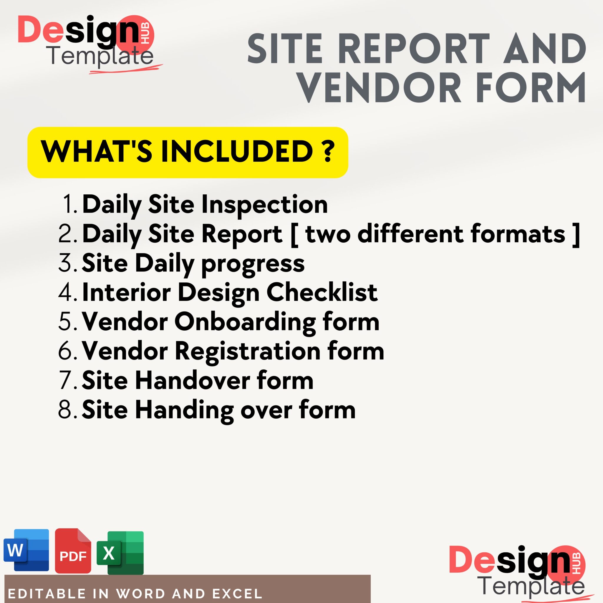 Site Report, Handover and Vendor Registration form – Design Template Hub