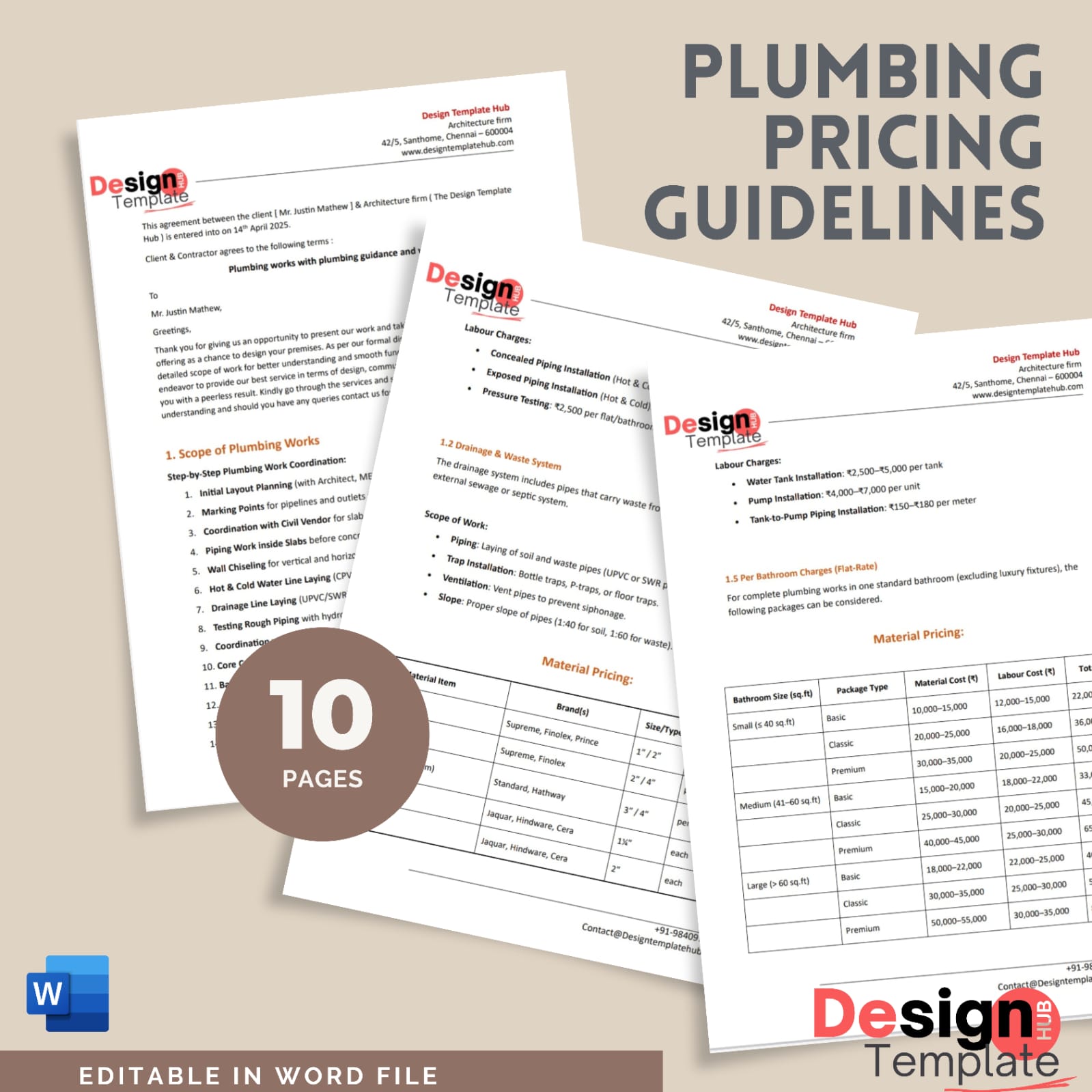 Plumbing Pricing Guidelines – Design Template Hub