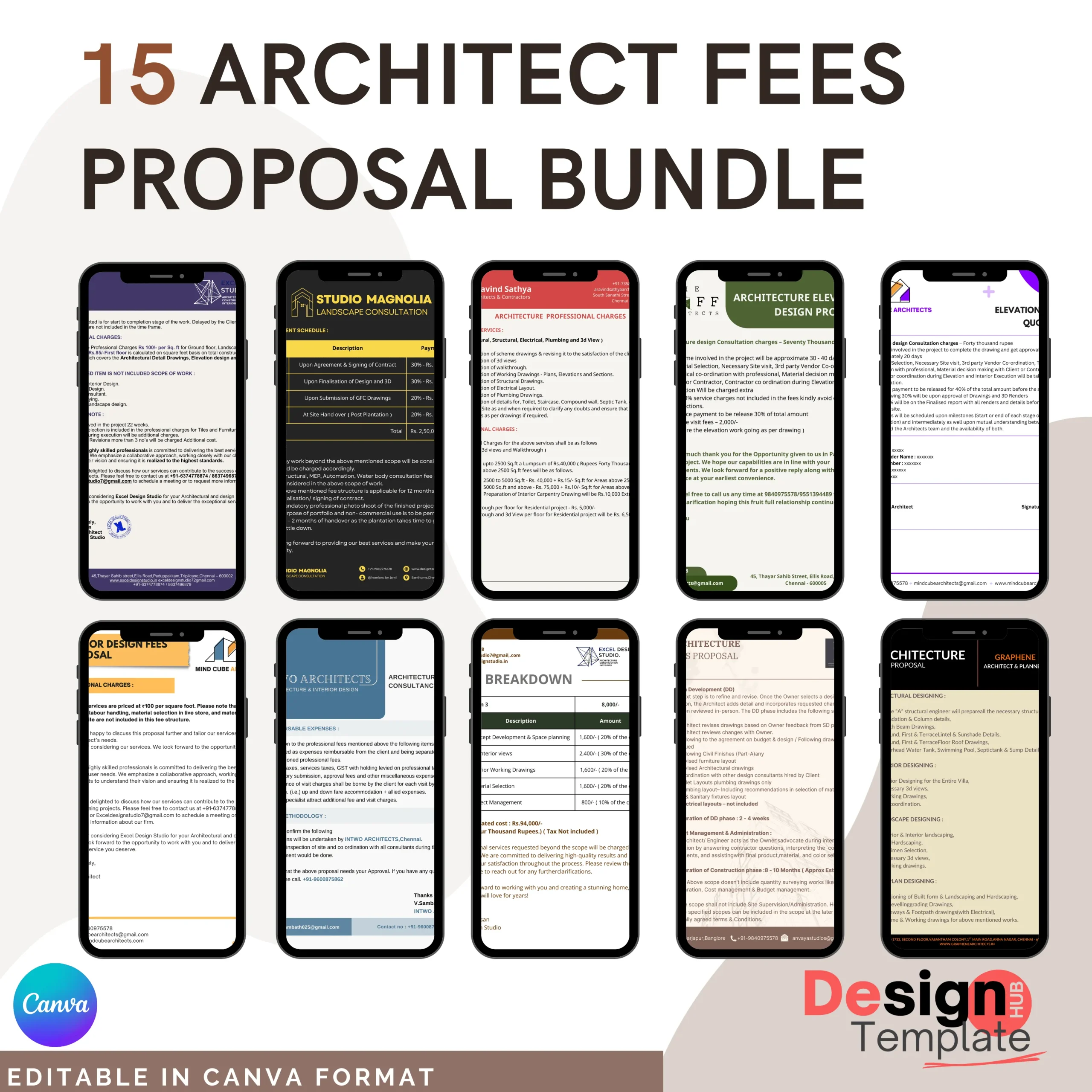 15 Architect Fees proposal Bundle – Design Template Hub
